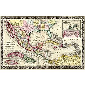 Mexico, Central America, and The West Indies - 1860 - Map Poster
