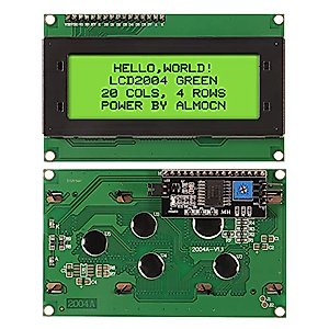 ALMOCN IIC I2C TWI Serial 2004 20x4 LCD Display Module with I2C Interface Adapter Green Backlight for Arduino MEGA256(Green)