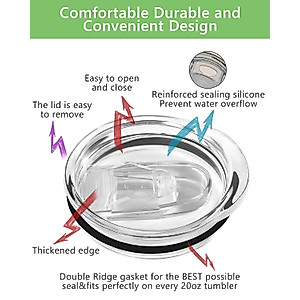 JELIEE 8 Pcs 20 oz Tumbler Replacement Lids Skinny Replacement Lids Spill Proof Splash Resistant Covers Replacement Classic Stainless Steel Tumblers lids fit for More Tumbler Cups