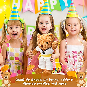 Taekwondo Uniform Outfit Bear Clothes with Belts, Bear Not Included, Fit 12-16 in Bear, Bear Clothes for Taekwondo Bear Uniform Stuffed Animal Clothing for Birthday Valentine Gift