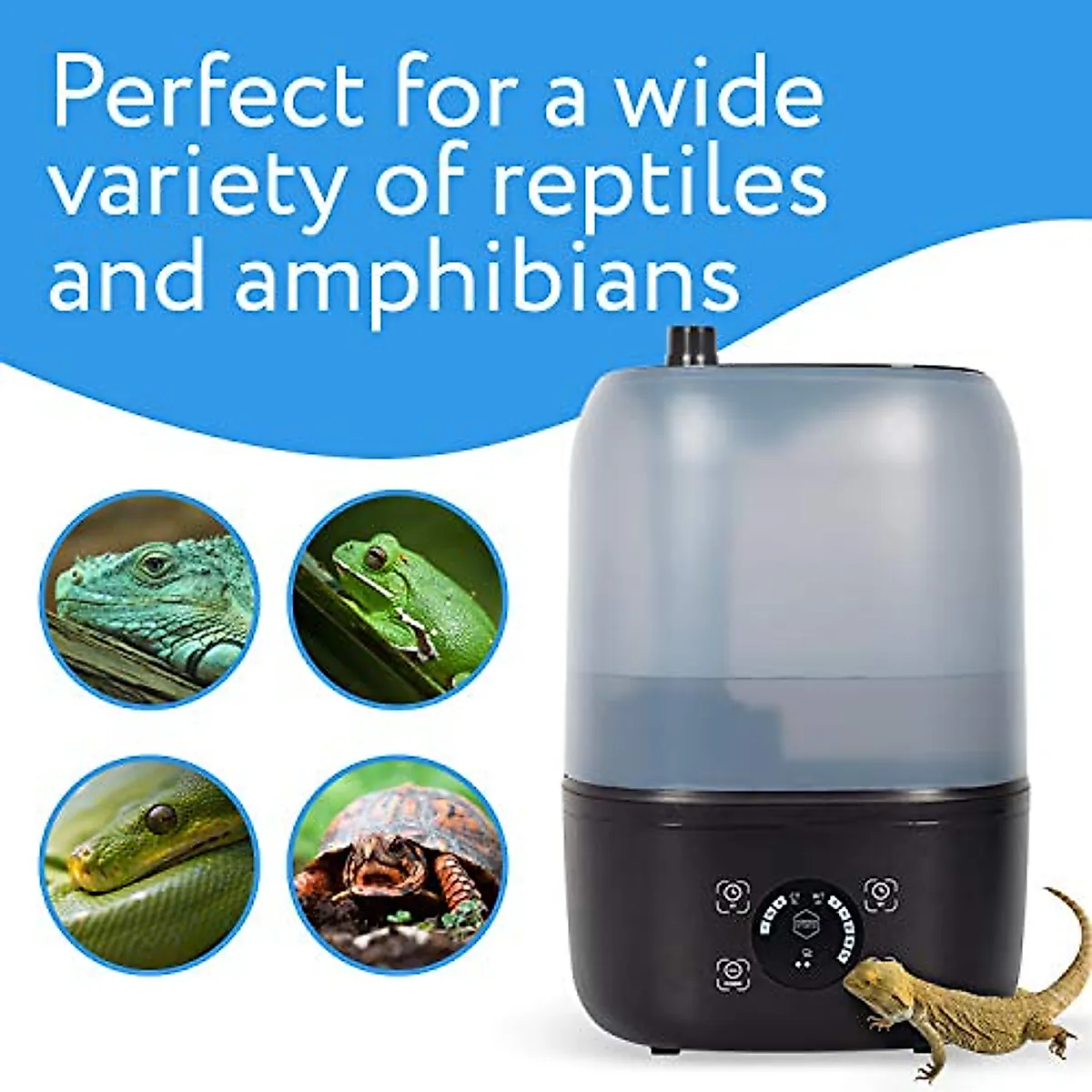 Evergreen Pet Supplies Reptile Humidifier/Fogger - 4L Tank - New Digital Timer - Add Water from Top! for Reptiles/Amphibians/Herps - Compatible with All Terrariums and Enclosures