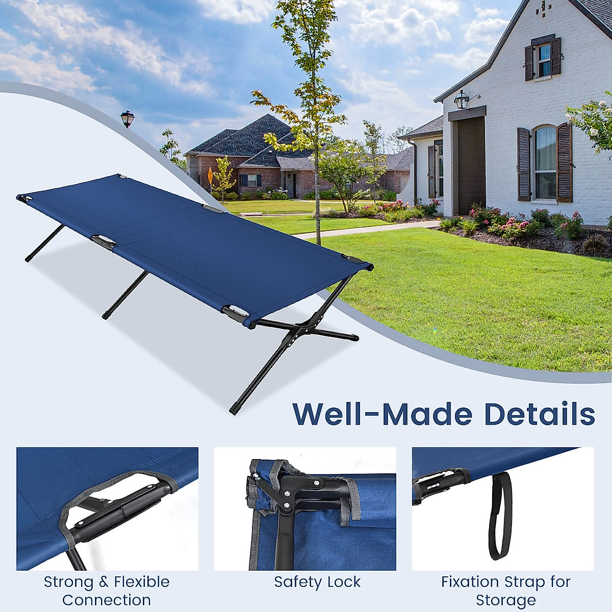 Goplus Camping Cot, Folding Lightweight Cots for Sleeping with Carrying Bag, 300LBS Weight Capacity, Heavy Duty Outdoor Sleeping Cot, Portable Cot Bed for Adult Traveling Hiking Office Nap