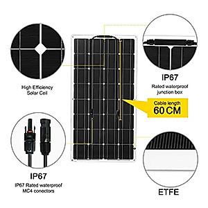 Flexible Monocrystalline Solar Panel Can Charge 12V Battery for Car/Boat/ Home Waterproof Solar Panel (18V 100W 3pc)