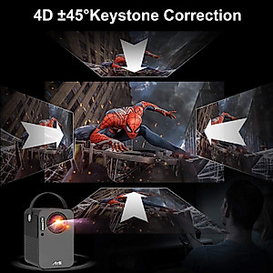 Smart Projector Android TV 9.0, Artlii Play WiFi Bluetooth Projector, Native 1080p Full HD Supported, Stereo Sound, 4D±45° Correction, Outdoor Projector with Built-in Netflix, YouTube, Prime Video
