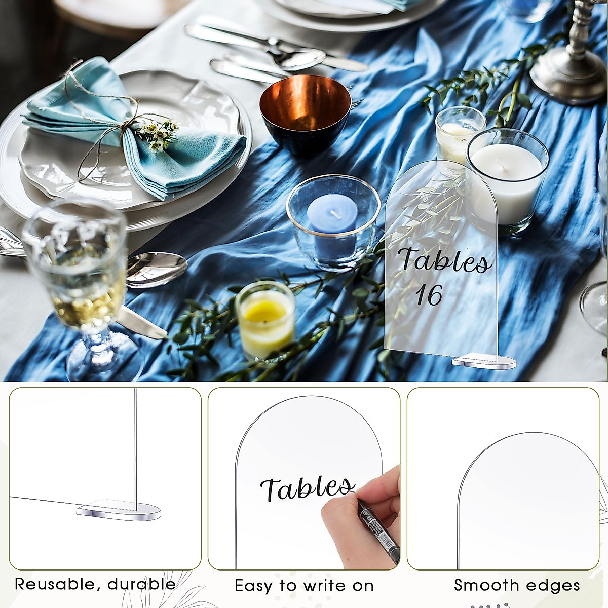 10 Sets Arch Acrylic Table Sign Clear Arch Acrylic Sign with Stand 3.7 X 5.6 Inch Blank Diy Acrylic Arch Sign Blank Wedding Table Signs for Wedding Table Numbers Menu Signs Bar List Sign