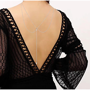 Dcfywl731 Stocking Stuffers Holiday Outfits for Women 2024 Rhinestone Back Necklace Gold Chain Backdrop for Wedding Brides Jewelry Necklace for Backless Dress for Women Backdrop Necklace