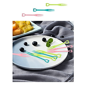 Disposable plastic fruit fork (500pcs) kids fruit fork mini dessert fork Cake fork Food fork Plate fork Birthday, party supplies