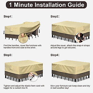 PureFit Patio Furniture Covers, Outdoor Table Furniture Cover Waterproof Canvas Rectangle, 650D Patio Covers for Outdoor Furniture, Lawn, Deck, Backyard, Anti-fade & Tear Resistant, 74"L x 47"W x 28"H