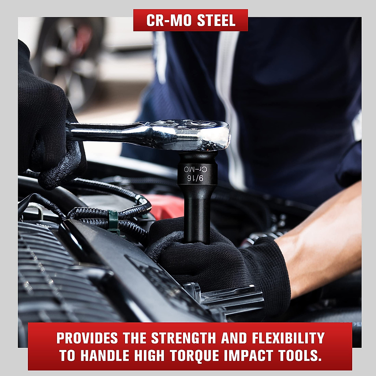 PGROUP 8 PCS 1/2 Inch Drive Allen Impact Socket Set, SAE Hex Socket 1/4" to 3/4", Master Impact Grade Cr-Mo Steel with Heavy Duty Storage Case