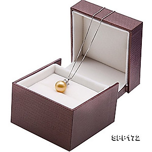 JYX Pearl 14K Gold Pendant AAA Quality Genuine Crown-style 11.5mm Golden South Sea Cultured Pearl Pendant Necklace for Women