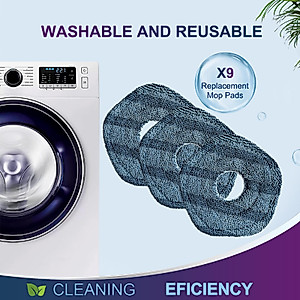 Replacement Washable Mopping Cloth Mop Pads Compatible with Eufy X10 Pro Omni and Eufy X9 Pro Robot Vacuums Cleaner Mops Accessory，9-Pack Reusable Mop Pads