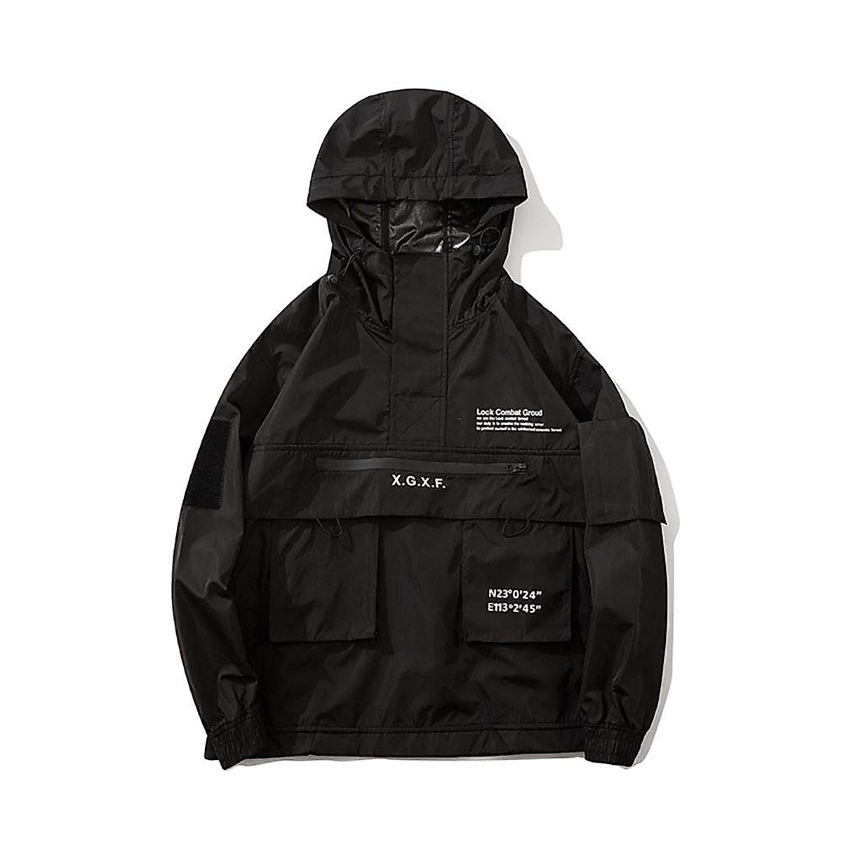 MFCT Men's Techwear Waterproof Windbreaker with Funnel Hoodie [Medium]