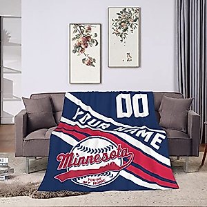 Wream Custom Blanket for Bed Fans Gift Baseball City Name and Number Winter Summer Fleece Throw Blankets Personalized, 40'x50', 50'x60', 60'x80', Optional【40x50】【50x60】【 60x80】inch