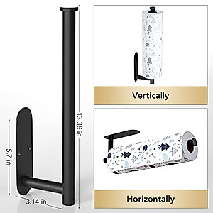 Black Paper Towel Holder Under Cabinet Wall Mount Self Adhesive Under Counter Paper Towel Holder Paper Towel Roll Holder for Countertop Kitchen Organization Bathroom Farmhouse SUS304 Stainless Steel