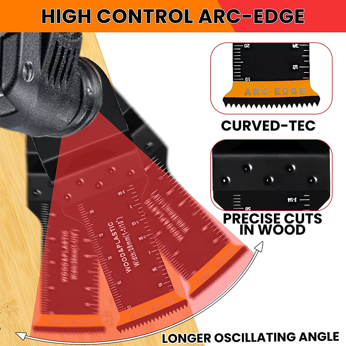 CONNOO 86 Pack Oscillating Saw Blades with Case, Arc Edge Multitool Blades, Oscillating Tool Blade, Bi-Metal for Wood/Metal/Plastic Kits Fit Dewalt Milwaukee Ryobi