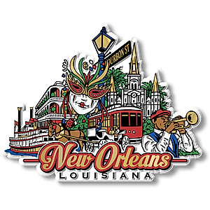 New Orleans City Magnet by Classic Magnets, Collectible Souvenirs Made in The USA, 4.1" x 3.3"
