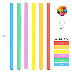 300PCS 8.2" Disposable Plastic Drinking Straws 0.43" Extra Wide Jumbo Smoothie Straws for Bubble Tea Milkshakes Coffee Boba