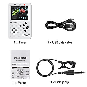 Metronome Tuner, Rechargeable 3 In 1 Digital Metronome with Vocal Count, Tone Generator Tuners for Guitar, Bass, Violin, Ukulele, Chromatic, Clarinet, Trumpet, Flute, All Instruments, White by LEKATO