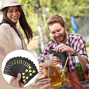 Joyoldelf Cool Black Playing Cards, Waterproof Black-Gold Foil Poker Cards with Gift Box, Great for Magic,Water Card Games and Party