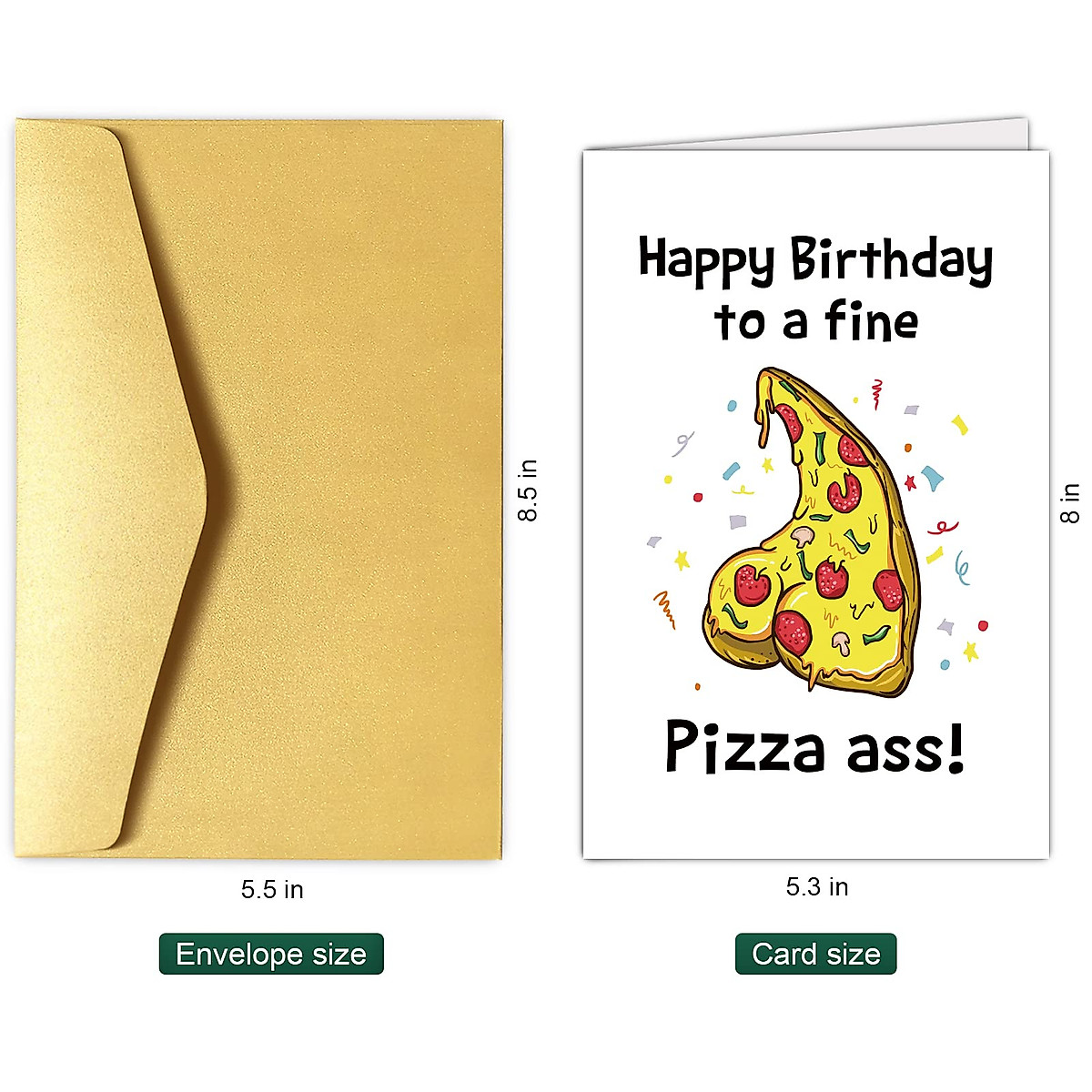 Chenive Naughty Birthday Card for Him, Funny Pizza Birthday Card, Birthday Greeting Card for Husband Boyfriend Friend, Happy Birthday To A Fine Pizza Ass Card