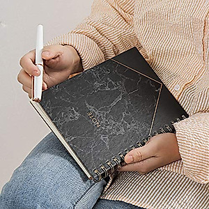 Jessydream Hardcover Notebook,Marble Spiral Journal Notebook, 7.52”x10.3”, 160 Pages Thick College Ruled Paper, Double Wire-O (Black)