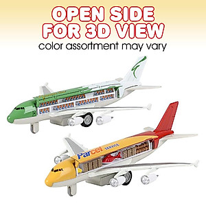 ArtCreativity Diecast Pullback Super Jumbo Airplanes with 3D Anatomy View, Set of 2, Diecast Metal Cargo & Passenger Airplane Toys for Kids, Aviation Themed Party Decorations, Best Birthday Gift