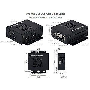 Bicool Mini-Computer for Raspberry Pi Compute Module 4 (NOT Included), Mini IO Board Lite Version (A), with CM4-IO-BASE-A and Metal Case with Cooling Fan,Onboard CSI/DSI/HDMI/USB/RJ45 etc.Connectors