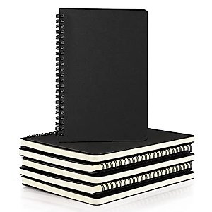 EUSOAR A5 Spiral Notebook, 6 Pack 5.5" x 8.3" 120 Pages Hardcover Lined Travel Writing College Ruled Notebooks, Memo Notepad Sketchbook, Students Office Business Subject Diary Ruled Book Journal