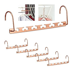 Relaxdays Set of 6 for 12 Horizontal and Vertical Space-Saving Clothes Hangers 26 cm Metal Copper, 6er Set