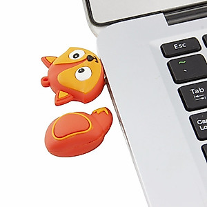 QICAIHU Novelty Fox Shape Design 64B USB 3.0 Flash Drive Cute Memory Stick Thumb Drive Data Storage Pendrive Cartoon Jump Drive Gift