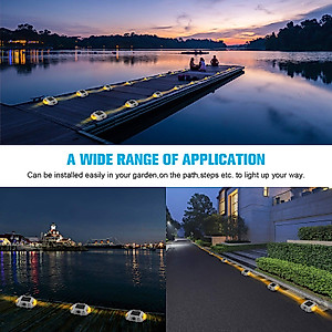 VOLISUN Solar Deck Lights Driveway Dock Lights, 12-Pack Led IP67 Waterproof Outdoor Warning Step Lights for Driveway Sidewalk Garden Pathway Yard(Warm White)