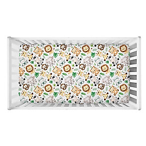 UOOPOO-US Personalized Baby Boy Fitted Crib Sheet Set, Jungle Animals Crib Bedding Set with Name, Baby Boy Bedding Crib Bedding Set, Customized Wild Animals Nursery Crib Sheet Bedding Set