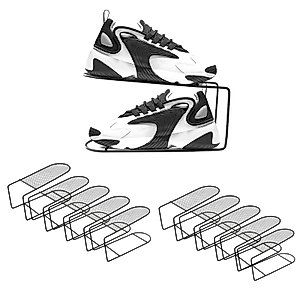 CiBiZi Shoe Slots Organizer Shoe Space Saver Metal Shoe Stacker Iron Shoe Rack Shoe Stand Holder Shoe Storage Closet Organizer 10PACK Black
