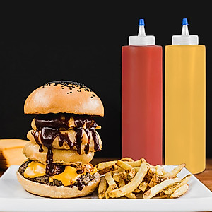 Fasmov Squeeze Bottle, 40 Pack 4-ounce Plastic Condiment Squeeze Squirt Bottles, Plastic Squeeze Bottles with Blue Tip Cap for Ketchup, Sauces, Salad Dressings, Crafts and More