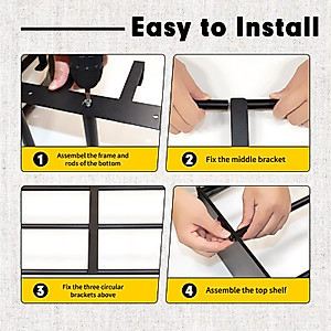 Dtructiew Camping Chair Wall Storage Rack for Garage, Metal Mount Hanging Rack for Beach Chairs, Umbrellas, and Bathroom Towels with 4 Hooks – Ideal for Garage and Camping Organization