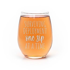Surviving Deployment One Sip Stemless Wine Glass - Military Wine Glass, Surviving Deployment, Military Wife Gift, Deployment Gift, Army Wife, Navy Wife, Marine Wife, Coast Guard Wife