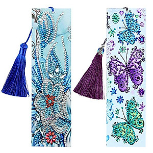 Bskifnn 2Pack Diamond Painting Bookmarks DIY Bookmarks with Tassel Great Gifts for Christmas, Thanksgiving, New Year, Birthday