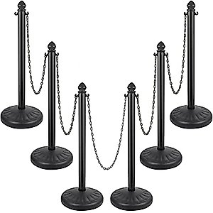 VEVOR Plastic Stanchion, 6pcs Chain Stanchion, Outdoor Stanchion w/ 6x39.5inch Long Chains, PE Plastic Crowd Control Barrier for Warning/Crowd Control at Restaurant, Supermarket, Exhibition, City Mall
