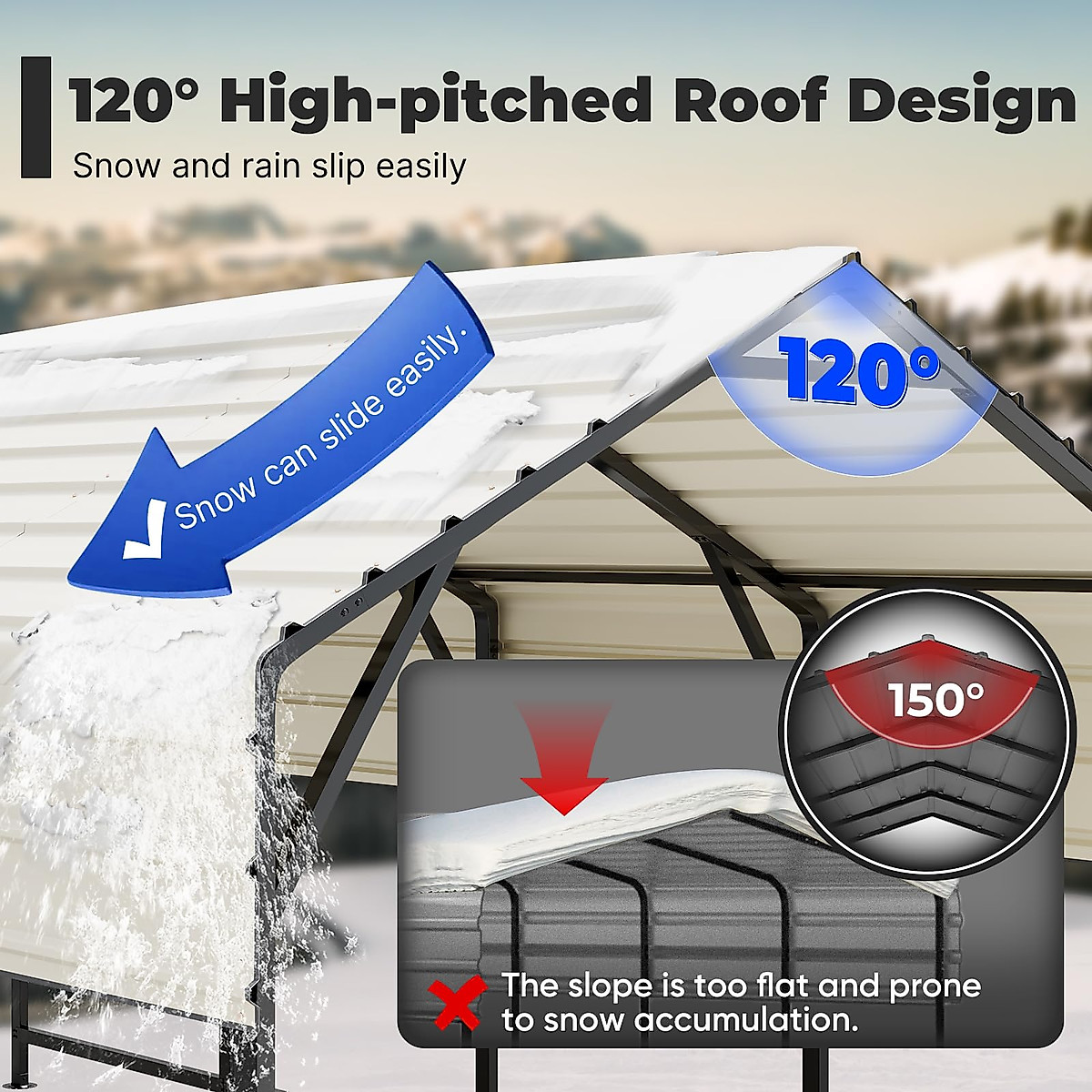ADVANCE OUTDOOR Metal Roof Carport Kits 10x15 ft Heavy Duty Steel Car Canopy Hard Top Garage