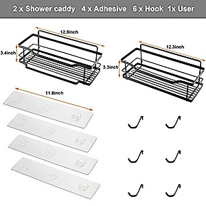 Goodedge Black Shower Caddy [with 2 extra Adhesives, No Drilling]: A Perfect Stainless Steel Shower Basket As Your Bathroom Organizer, Kitchen Organizer and Shower Caddy Shelf