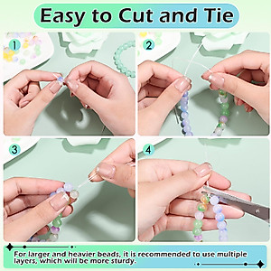 PAXCOO 2 Rolls Elastic String for Bracelets, Stretch Magic Elastic String Bead Cord Jewelry Thread for Bracelet, Necklaces, Clay Beads, Pony Beads (White)