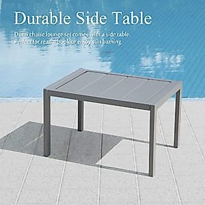 Domi Chaise Lounge Outdoor Set of 3, Lounge Chairs for Outside with Wheels, Outdoor Lounge Chairs with 5 Adjustable Position, Pool Lounge Chairs for Patio, Beach, Yard, Turquoise Blue