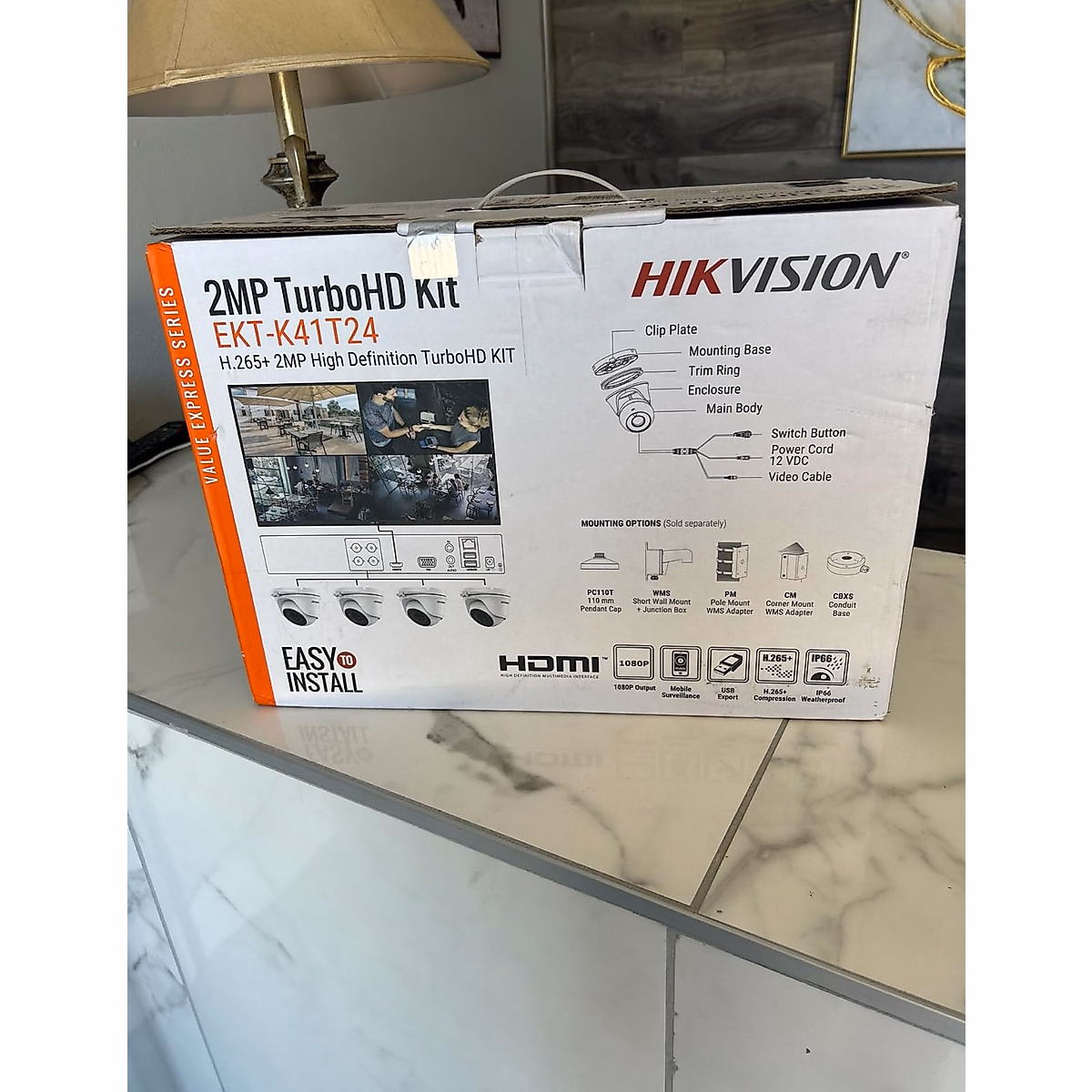 Hikvision EKT-K41T24 4CH 2MP DVR Kit / 4 X 2MP Outdoor IR Turret Cameras / 1 TB HDD