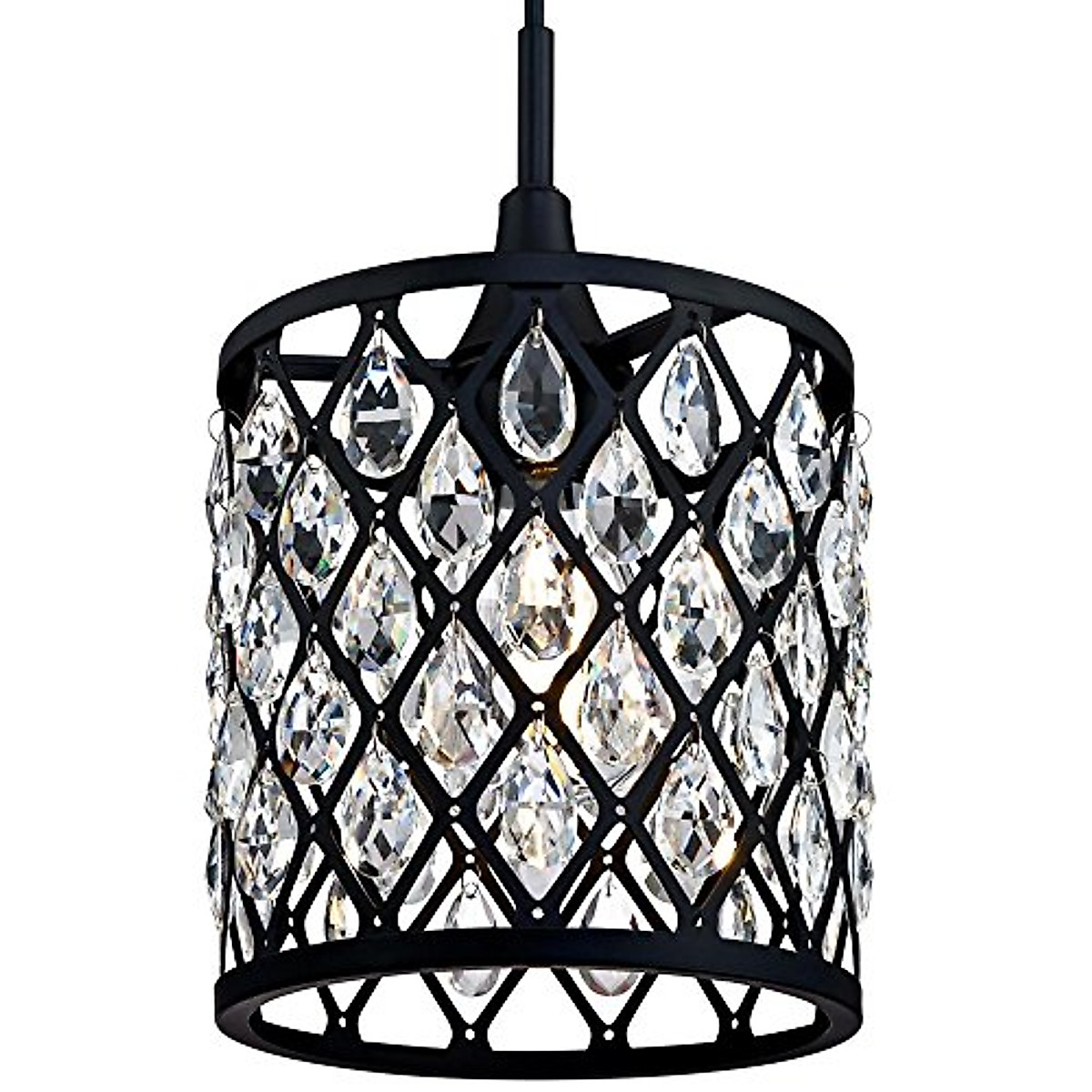 Westinghouse Lighting 6362700 Waltz One-Light Mini, Matte Black Finish Mesh with Crystals Indoor Pendant, 1 Seeded Glass, Red
