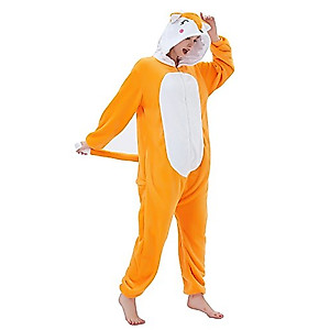 ABENCA Women Fox Onesie Pajama Costume Adult Animal Halloween Christmas Cosplay Onepiece, L