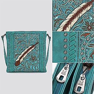 Montana West Concho Collection Concealed Carry Crossbody Women Leather Hobo Handbag for Women Turquoise MW1133G-9360TQ