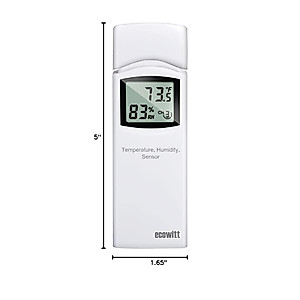 Ecowitt WH32 Wireless Outdoor Temperature and Humidity Sensor, Thermometer and Hygrometer Gauge with LCD Display, Default Degree Fahrenheit, Remote App Monitoring