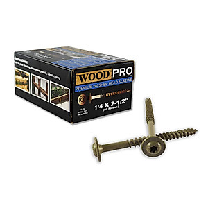 WoodPro Fasteners ST14X212-50PC 1/4-Inch by 2-1/2-Inch Length Round Washer Head Exterior Wood Screws, 50-Pack