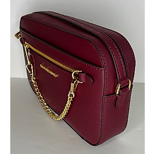 Michael Kors Jet Set Large Chain Crossbody Bag bundled with with SM TZ Coinpouch Wallet Purse Hook (Mulberry/Signature MK Mulberry