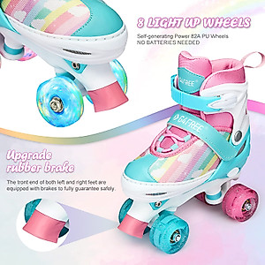 G4Free Kids Roller Skates for Girls, 4 Size Adjustable Roller Skates with Light Up Wheels for Toddlers Children Outdoor Indoor